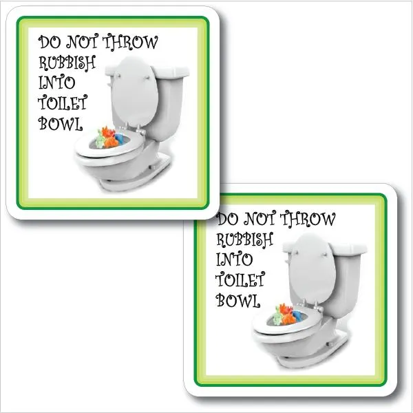 DO NOT THROW RUBBISH INTO TOILET BOWL 2'S ACRYLIC SIGN BOARD 110X110MM ...