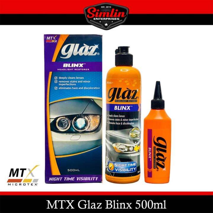 (On Sale) Microtex MTX Glass Detailing Glaz Blinx Headlight Restorer Glaz Series 500mL | Lazada PH