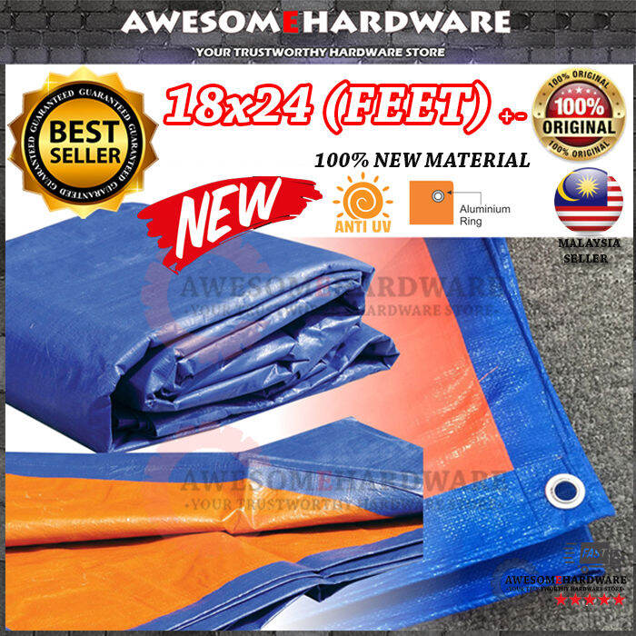 (PREMIUM 18'X24') ANTI UV WEATHERPROOF 18 FEET x 24 FEET BLUE ORANGE PE ...