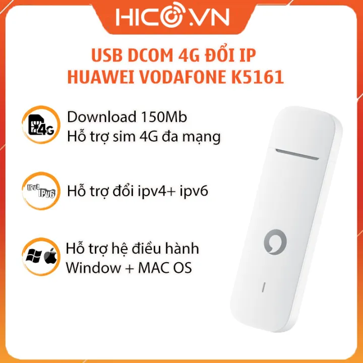 Dcom 3G 4G Đổi Ip USB 3G 4G Huawei Vodafone K5161 – Dùng Đa Mạng, Hỗ ...