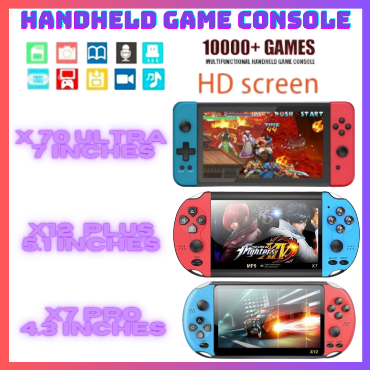 PSP X70 Handheld Game console 7 inch HD Screen Retro Game Support Two ...
