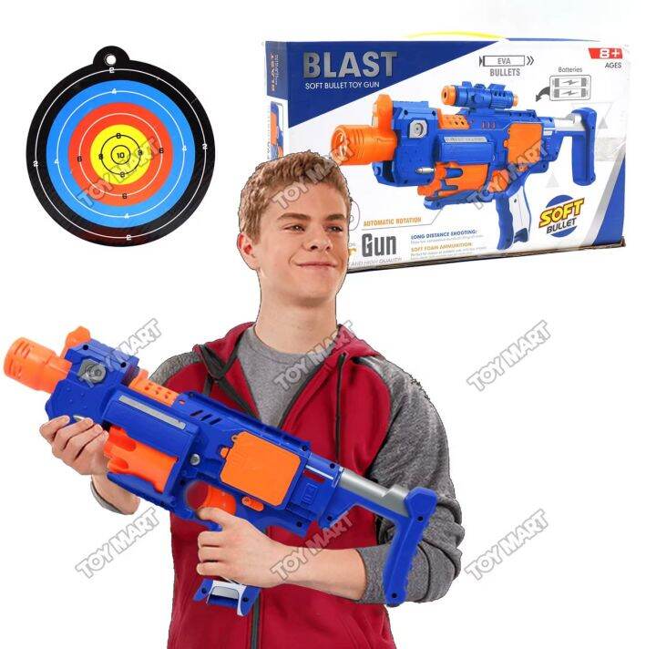 Monster Blaster Soft Bullet Toy Gun Automatic Rotation Super Gun for ...