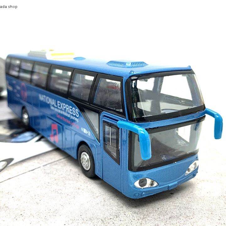 Alloy passenger bus model sound and light pull back five-door bus ...