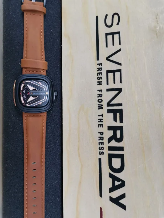 SEVENFRIDAY WATCH FOR MEN 🔥 LEATHER SYNTHETIC STRAP (BROWN) SQUARE CASE ...