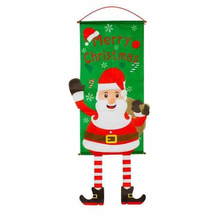 Merry Christmas Window Sign Banner Xmas Hanging Flag Porch Ornaments ...