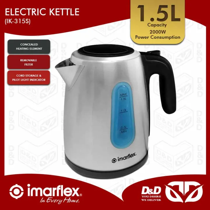 D&D | Imarflex Electric Kettle with 1.5L Capacity Stainless Steel ...