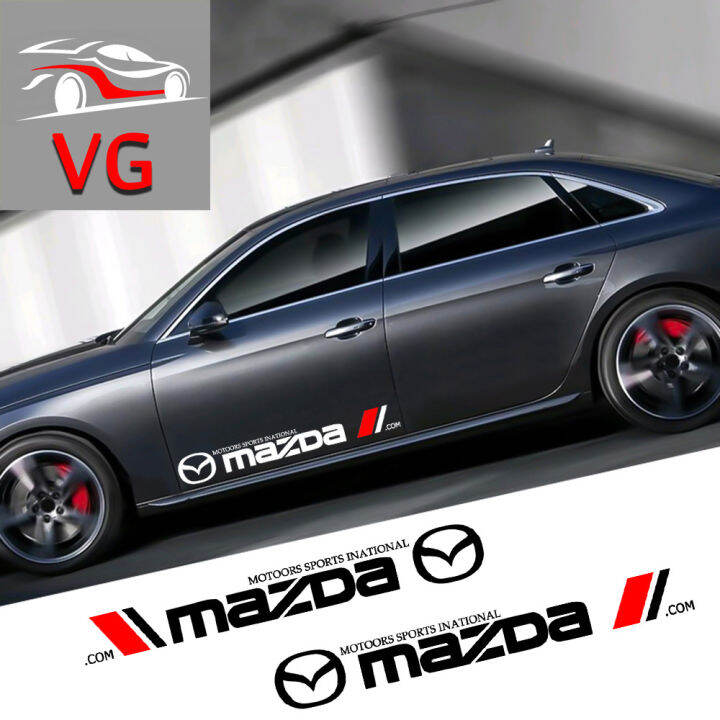 1 Pair Car Body Side Skirt Waterproof Vinyl Stickers For Mazda 2 3 6 ...