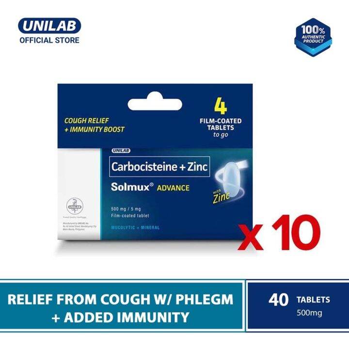 Unilab Solmux Advance 40 Tablets - Cough with Phlegm Medicine ...