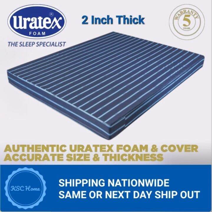URATEX Foam Matress With Cover 2 Inch Thick Single Double Queen Size ...