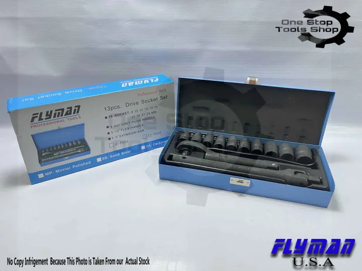ONE STOP TOOLS SHOP ORIGINAL FLYMAN HEAVY DUTY 6PTS DRIVE SOCKET SET 13 ...