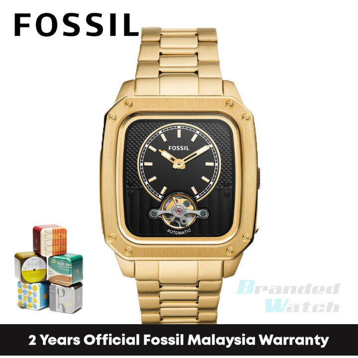 [official Warranty] Fossil Me3239 Mens Inscription Automatic Gold Tone Stainless Steel Watch
