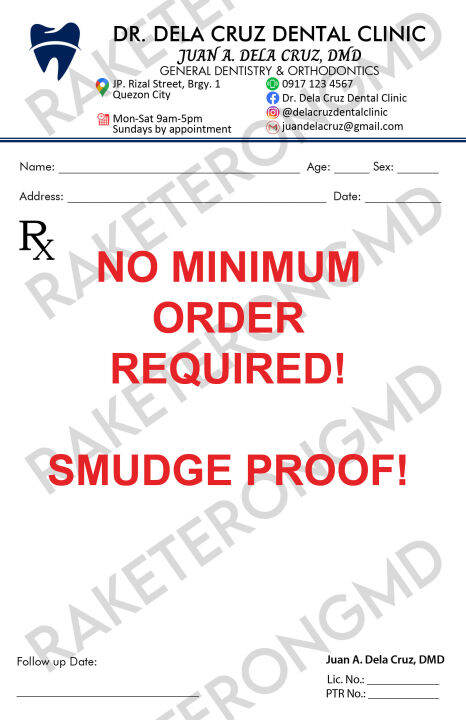 DENTAL RX PERSONALIZED, CUSTOMIZED RX PAD, PRESCRIPTION PAD FOR ...