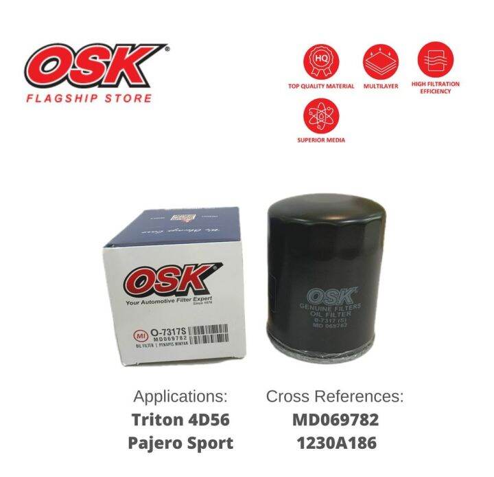 OSK Oil Filter for Triton 4D56 or Pajero Sport (A1230A186) | Lazada