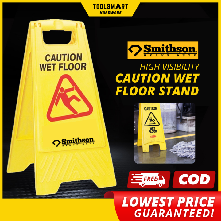 【SMITHSON】 Caution Wet Floor Sign Bright Yellow Warning Sign - Sturdy ...