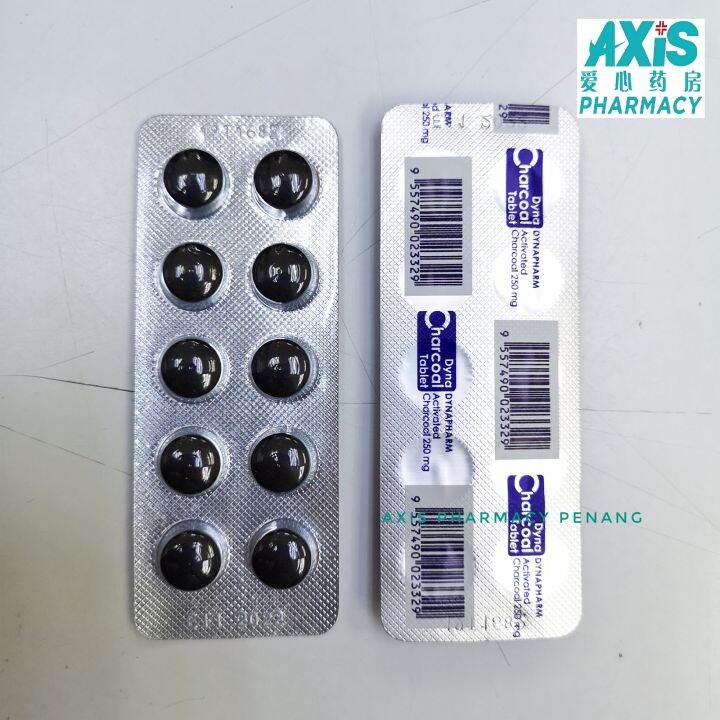 DYNA Charcoal 250mg Activated Charcoal 3 x 10 tablets(30 tablets） Exp ...