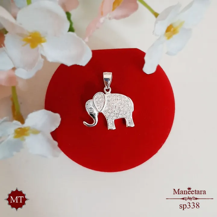 MT จี้เงินแท้ ดีไซน์ ช้าง (ประดับเพชร CZ) Solid 925 Sterling Silver ...