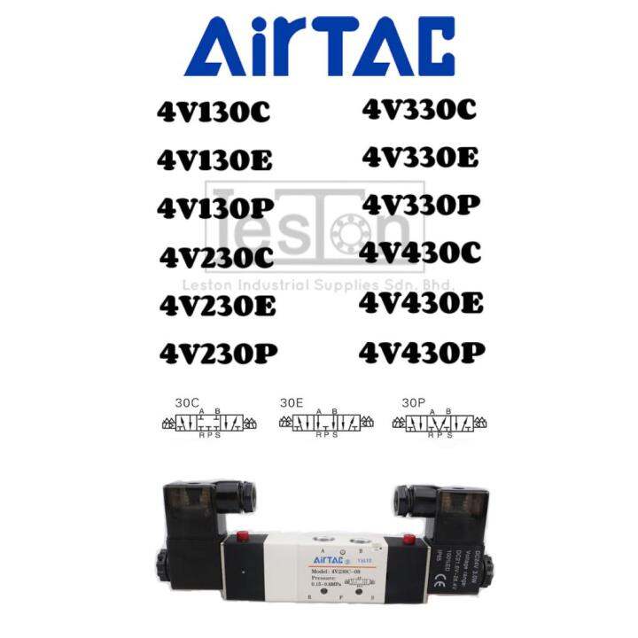 AIRTAC 4V SERIES 4V200 SERIES 4V230 SERIES PNEUMATIC 5/2 WAY DOUBLE COIL SOLENOID VALVE 4V230-06 ...