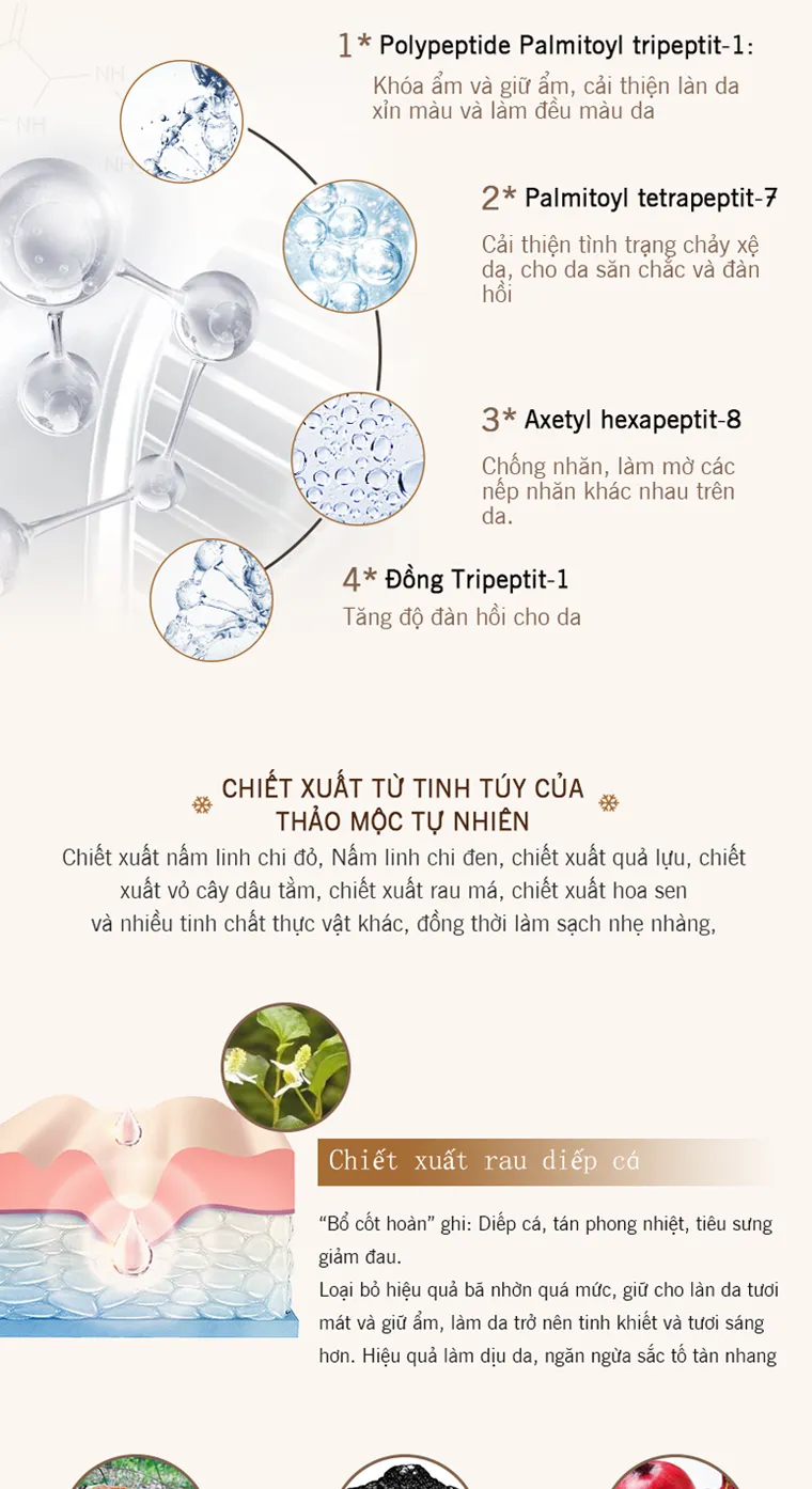 Sữa rửa mặt giữ ẩm, trắng da, chiết xuất thiên nhiên từ linh chi, dâu ...