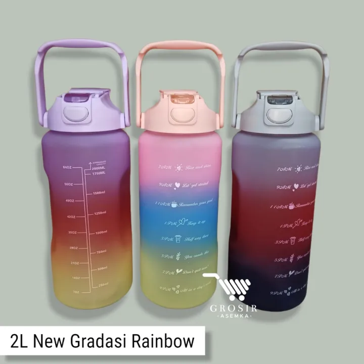 Botol Minum Motivasi 2000 ML 2 Liter Botol Minum Gradasi Sticker 2D ...