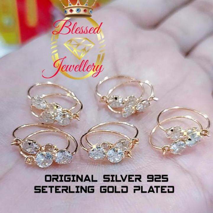 Anting Perak Asli 925 Lapis Emas Model Kenip 2 Mata | Lazada Indonesia