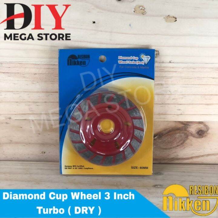 Diamond cup wheel turbo segment dry 3 inch diamond grinding 3" red dry ...