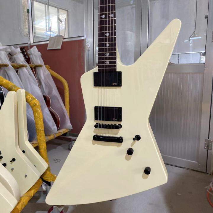 James Hetfield Cream White Explorer ใหม่กีต้าร์ไฟฟ้าฮาร์ดแวร์สีดำ ...