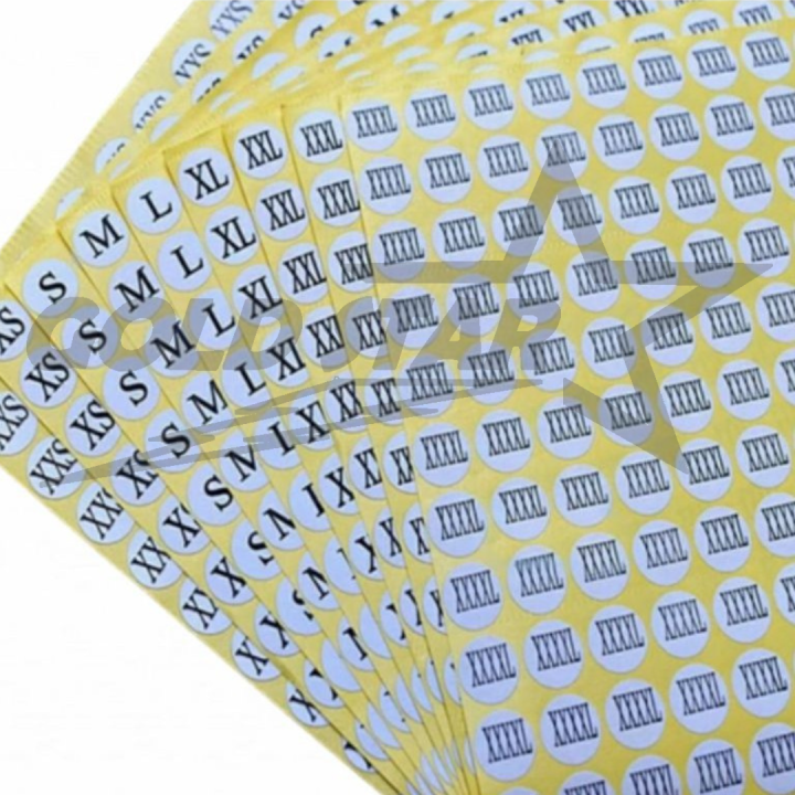Kertas Tempelan Stiker Size Baju Sticker Tempel Ukuran Pakaian Stiker ...