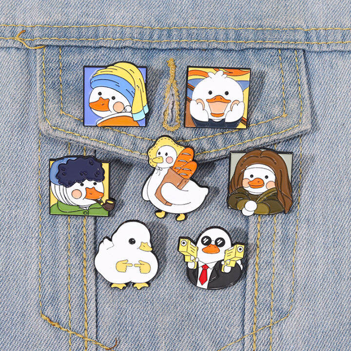 Oil Painting Ducks Enamel Pins Custom Fun The Scream Picasso Ducklings ...