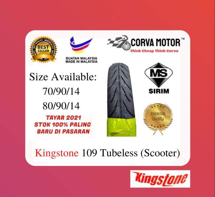 Corva Motor Tayar Kingstone Tayar Scooter Tubeless Kt109 Tajam Tubeless ...