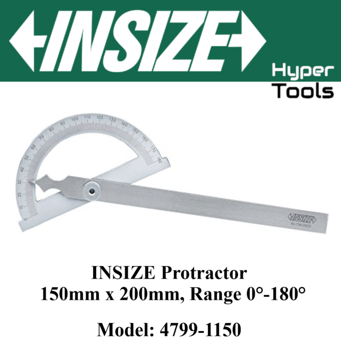 INSIZE Protractor (Size: 150mm x 200mm, Range 0°-180°) (Model: 4799 ...