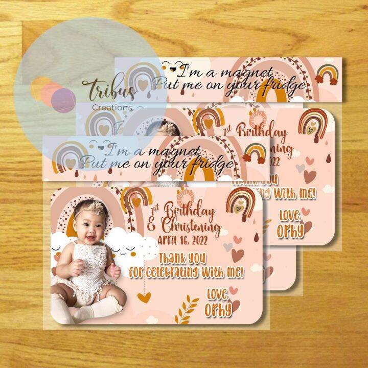 Boho Rainbow Ref Magnet (Baptismal, Christening, Dedication Souvenir ...