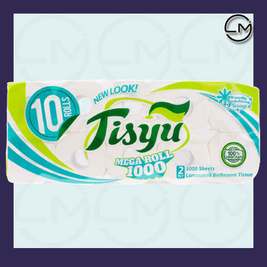 Tisyu Mega Roll 1000 sheets 2 Ply Laminated Bathroom Tissue 10 Rolls ...