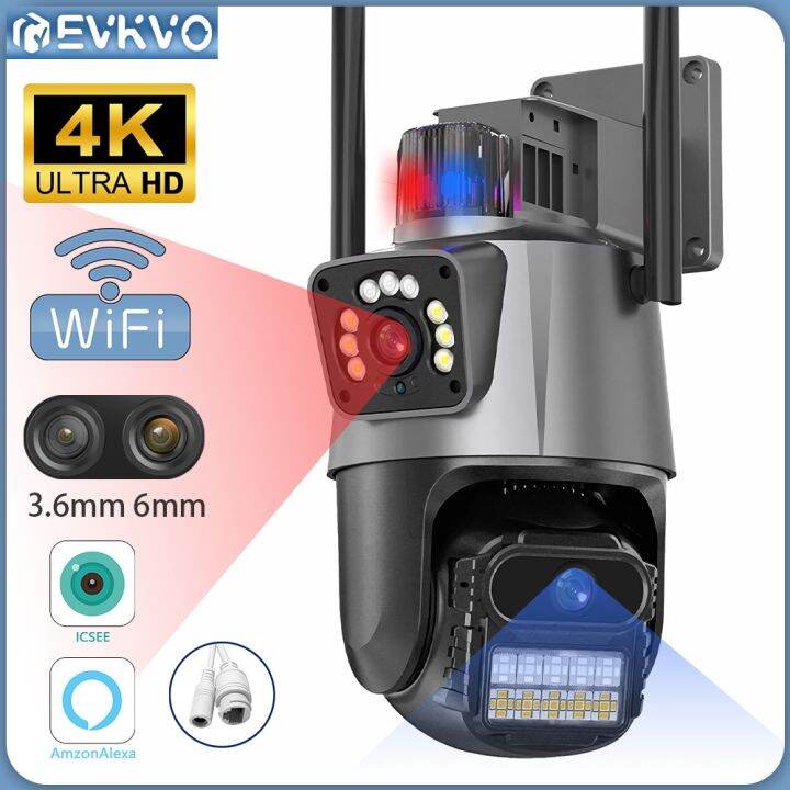 & EVKVO 4K 8MP เลนส์คู่ WIFI PTZ IP Camera กล้องกันน้ำกลางแจ้งสองภาพที่ ...