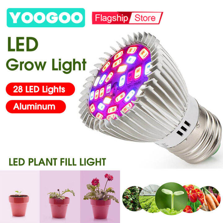 YOOGOO Grow Light Lampu Cahaya Tanaman Tumbuhan Hidroponik LED E27 220V Indoor Plant Growth ...