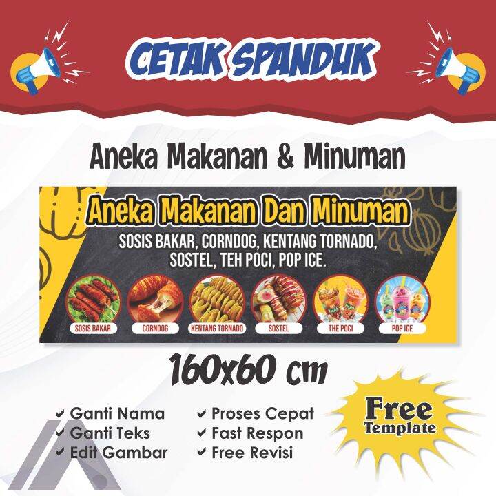 cetak spanduk banner aneka makanan 60x160 landscape | Lazada Indonesia