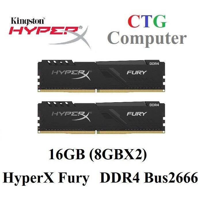 RAM PC KINGSTON HyperX FURY BLACK 16GB (8GBx2) DDR4 BUS 2666 (HX426C16FB3K | Lazada.co.th