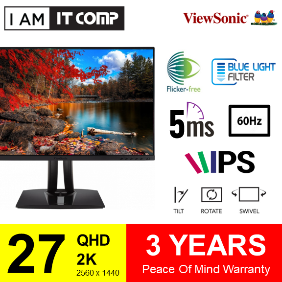 ViewSonic VP2756-2K 27 Inch QHD IPS Pantone Validated 100% sRGB ...