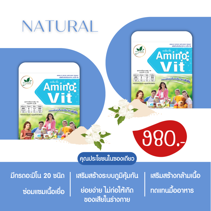 Amino Vit อะมิโนวิต รสธรรมชาติ 2 แพ็ค 20 ซอง | Lazada.co.th