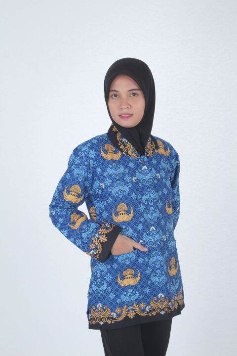 Baju Batik Pegawai PNS FULL FURING ASAHI / Baju Wanita Korpri / Kemeja ...
