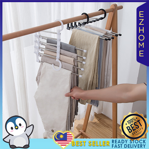 EZ Home® 5 in 1 Stainless Steel Hanger/Penyangkut Baju/Tudung Hanger ...