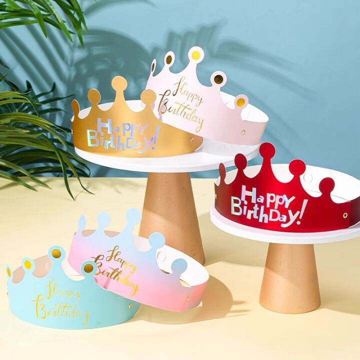 Foldable Crown Shape Birthday Hat Bronzing Happy Birthday Hats Party ...