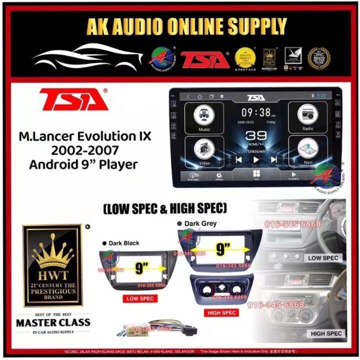 T5 DSP CarPlay TSA Mitsubishi Lancer Evolution IX 2002 - 2007 Android 9 ...