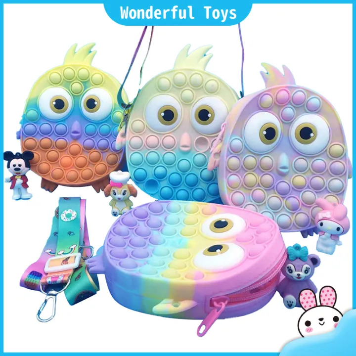【Ready Stock】Pop It Bag Fidget Bubble Decompression Toy Cute Crossbody ...
