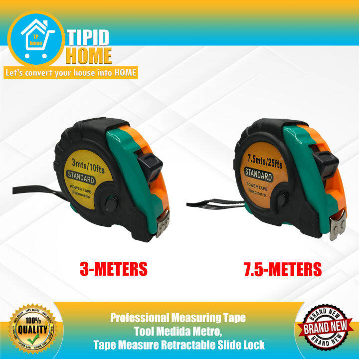 Professional Tape Measure Retractable Slide Lock Measuring Tape Tool ...