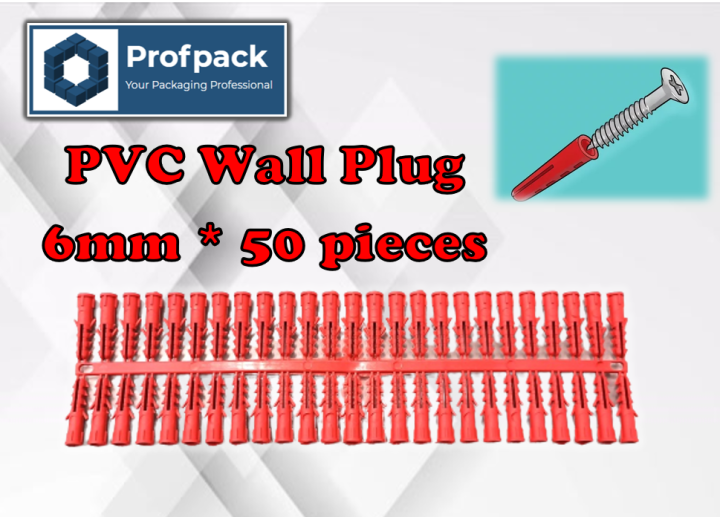 (50pcs) PVC Wall Plug *6mm Plastic Red Wall Plug DIY hardware | Lazada