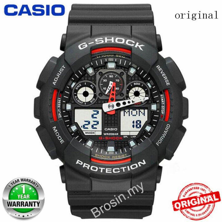 Original Casio G Shock GA-100-1A4 Men Sport Watch Duo W/Time 200M Water ...