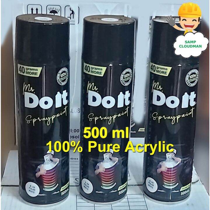 Mr. Do it Pure Acrylic Spray Paint 500ml Big Can Aerosol Spray Black ...