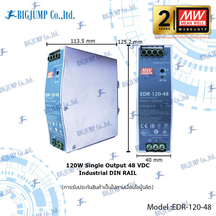 MEAN WELL EDR-120W Industrial DIN rail power supply | Lazada.co.th