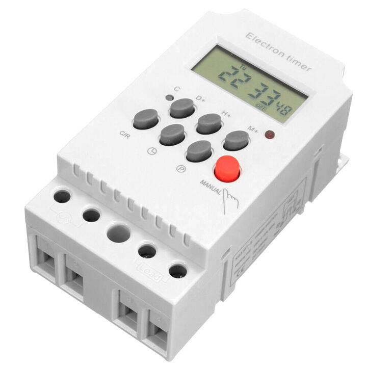 AC 220V 25A Digital Programmable Timer Din Rail Electronic Timer Time Switch Controller with LCD ...