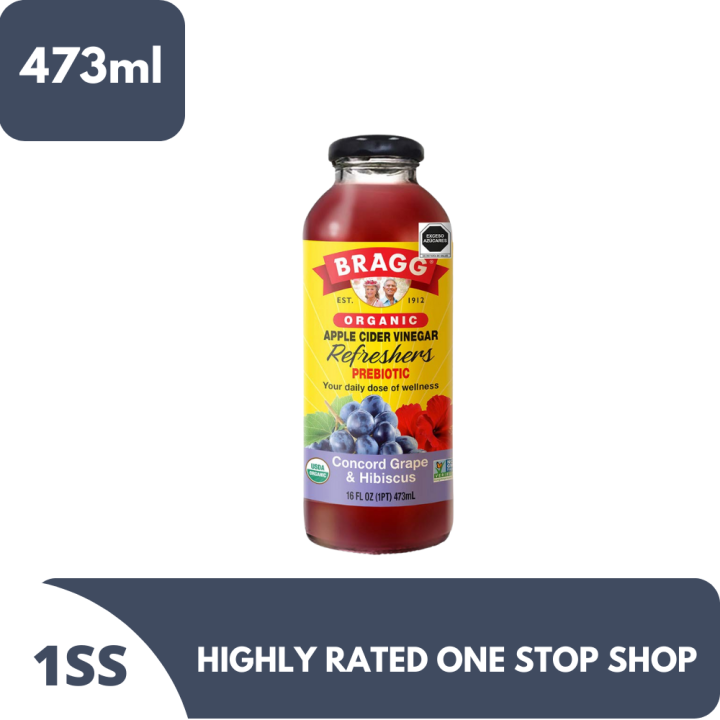 Bragg Organic Apple Cider Vinegar Concord Grape & Hibiscus 473ml ...